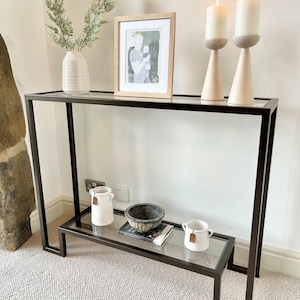 Hudson Glass Metal Console Table - Dark Bronze - Etsy UK