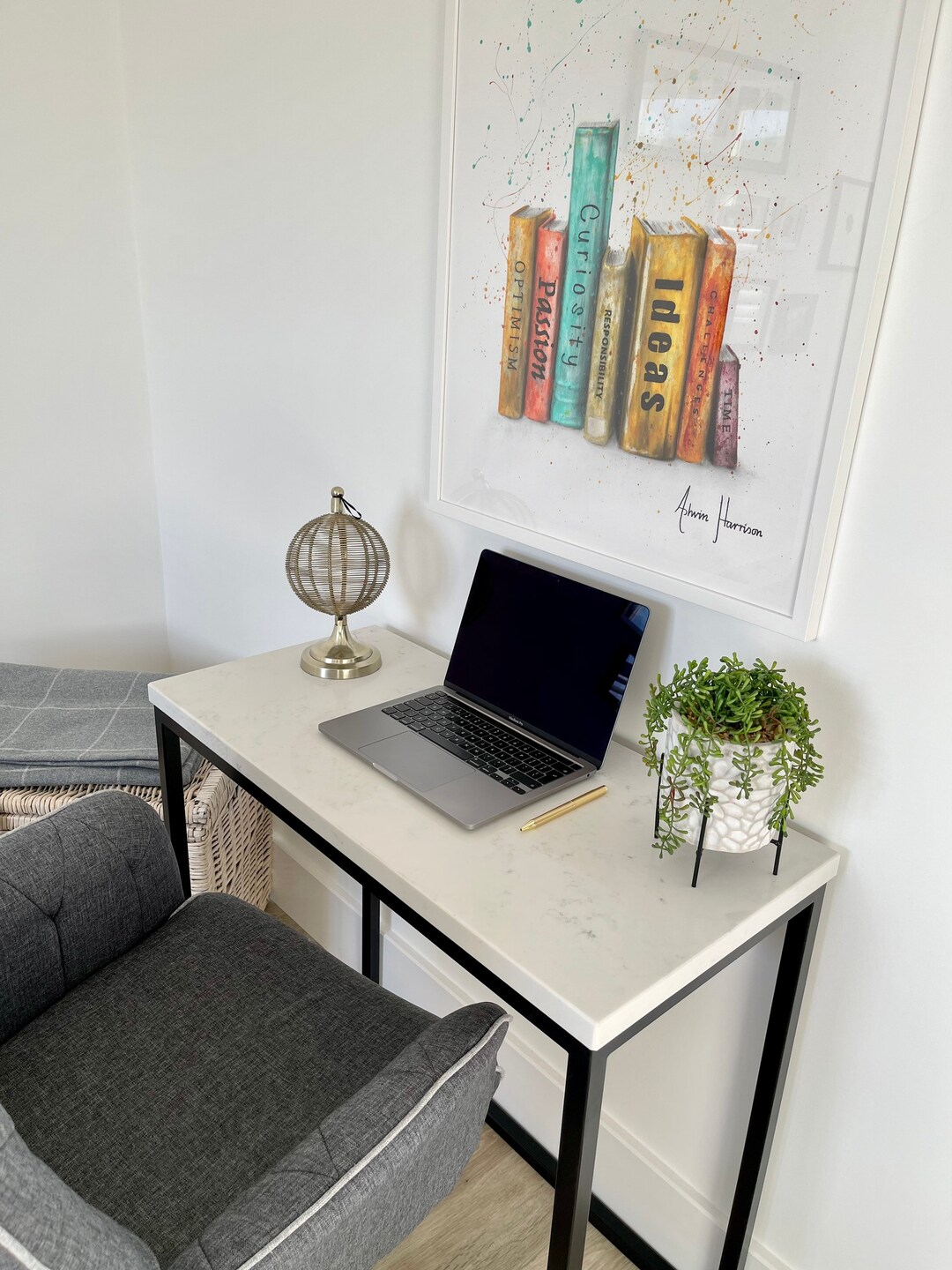 Luna Marble Quartz Office Desk Table - Etsy Singapore
