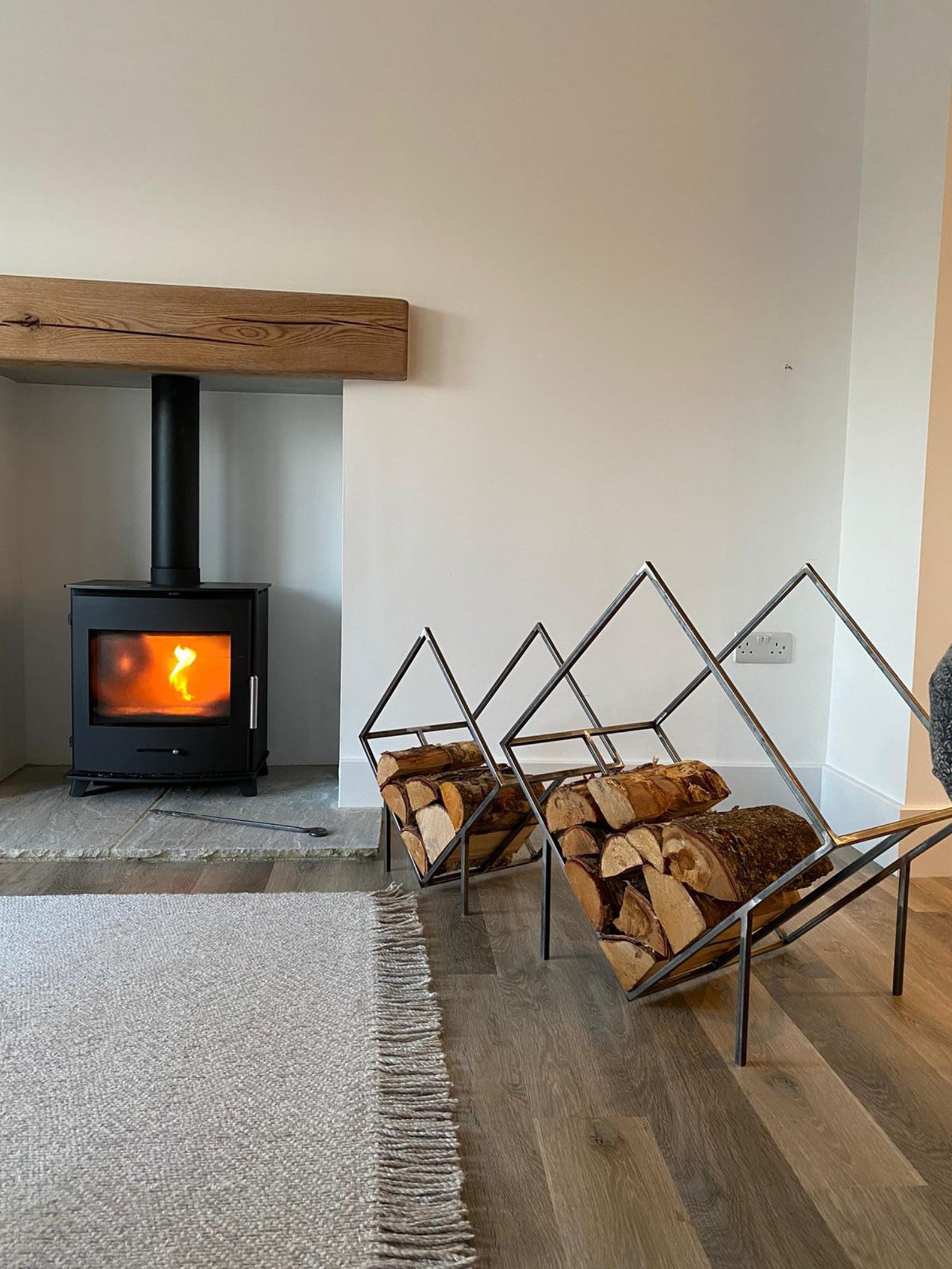 Modern Metal Log Store Holder Basket | Etsy