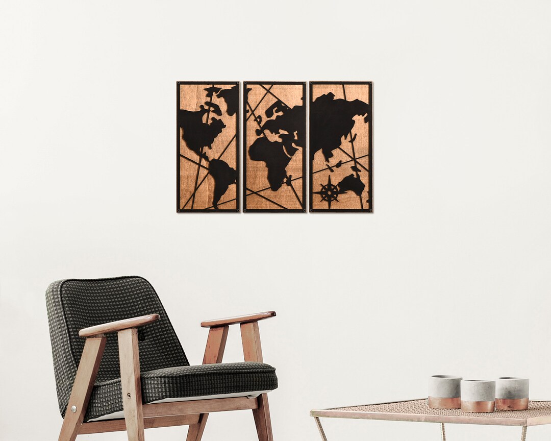 World Map Wood Wall Decor, World Map Wood Wall Art, Rustic World Map ...