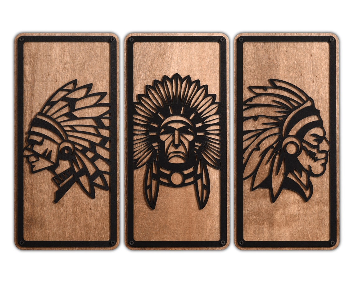 American Indian Wood Wall Decor, Native Americans Wood Wall Art, Home ...
