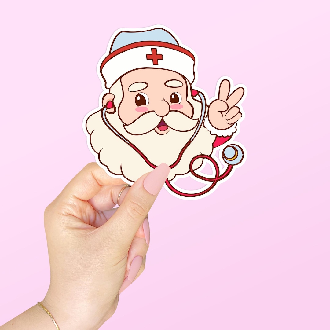 Santa Nurse Stickers, Christmas Sticker, Cute Medical Gift, Nurse ...