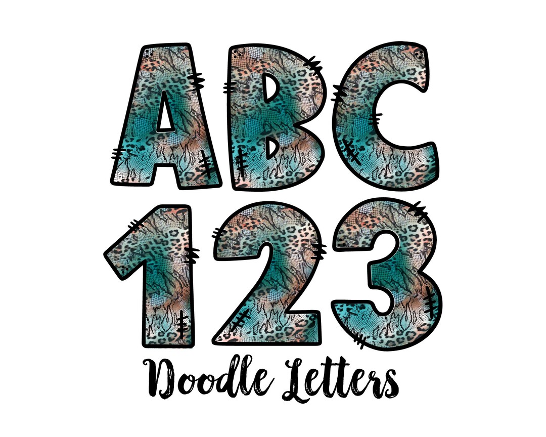 Leopard Print Doodle Font Letters, Doodle Letters Png, Handwritten Font ...