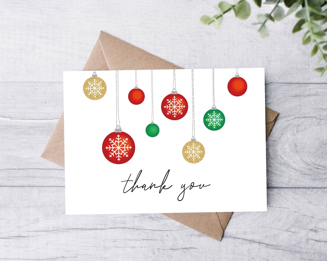 Christmas Thank You Printable Card, Holidays Thank You Card, Printable ...