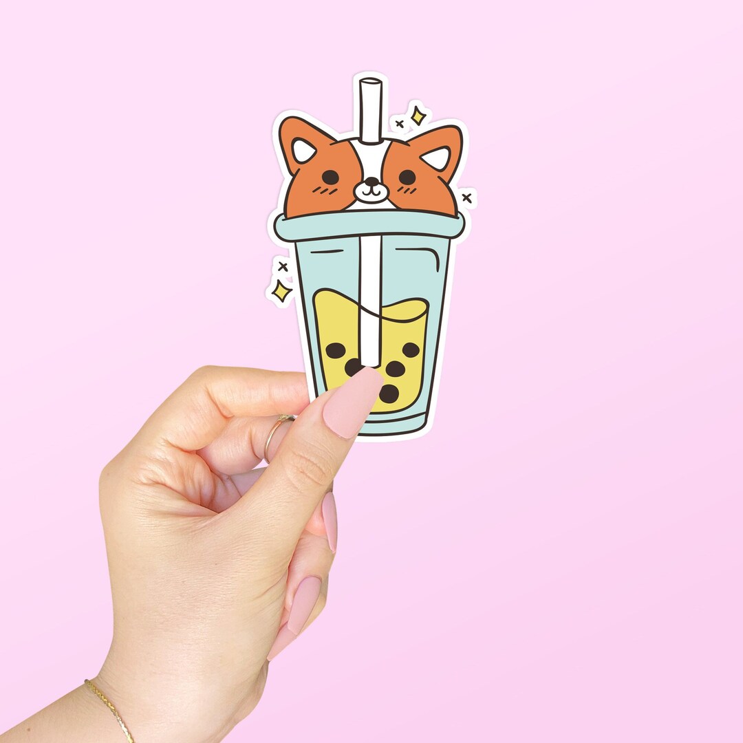 Boba Corgi Sticker, Corgi Lover, Boba Sticker, Cute Sticker for Her ...