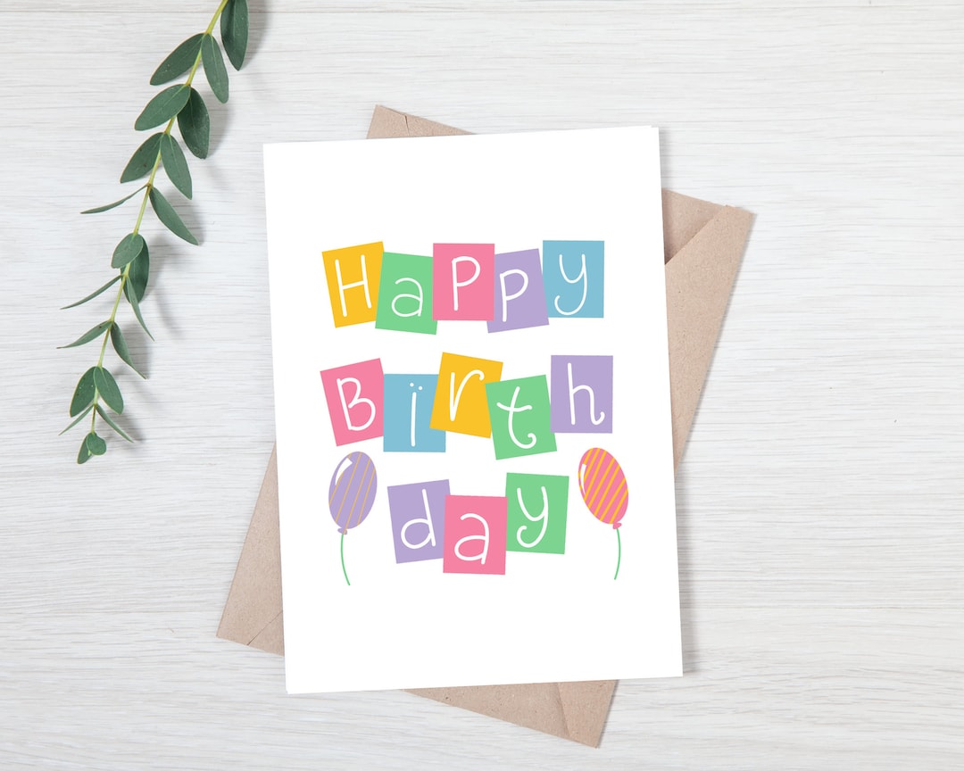 Colorful Birthday Card, Happy Birthday Card, Digital Birthday Card ...