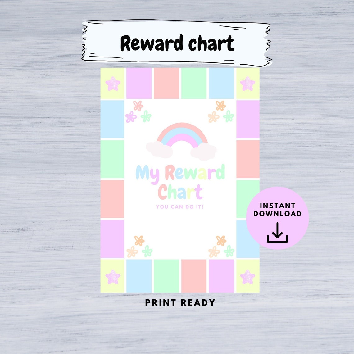 Printable Reward Chart, Kids Reward Chart, Kids Chore Chart, Sticker ...