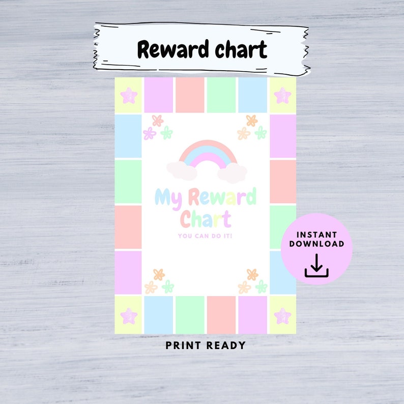 Printable Reward Chart, Kids Reward Chart, Kids Chore Chart, Sticker ...