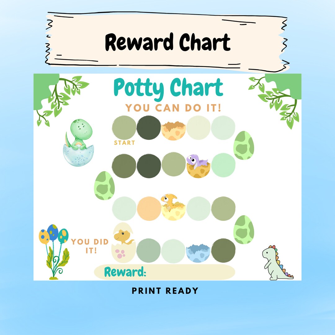 Potty Stickers Gsauto Dinosaur Potty Training Chart Set - 10 Reward ...