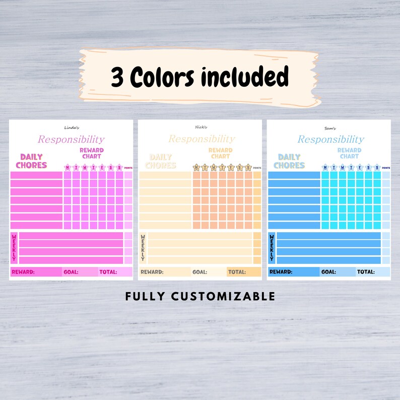 Chore Chart for Kids, Family Chore Chart, Editable PDF, Responsibility ...