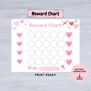 Printable Reward Chart for Girl, Kids Reward Chart, Chore Chart ...