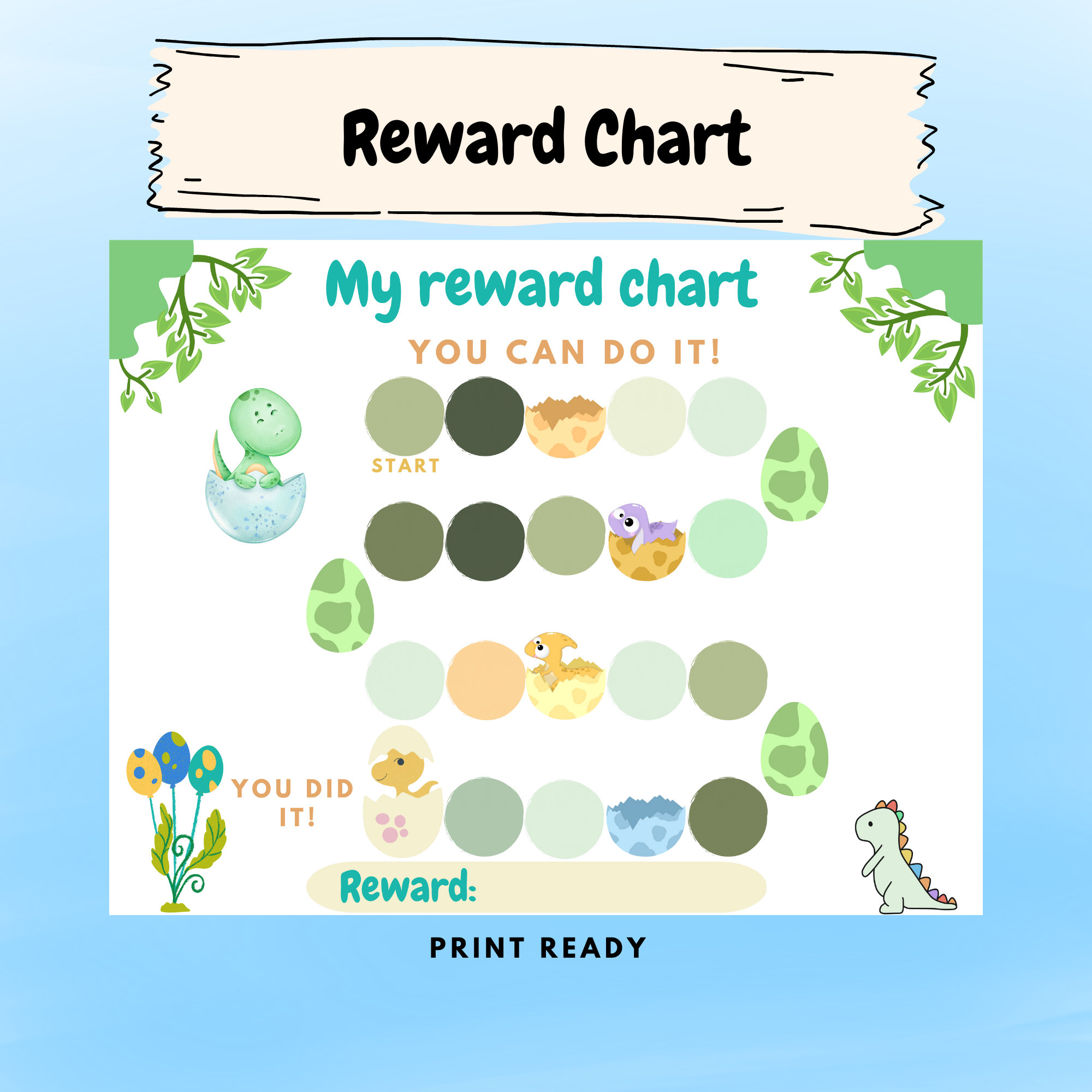 Printable Dinosaur Reward Chart, Kids Reward Chart, Kids Chore Chart ...