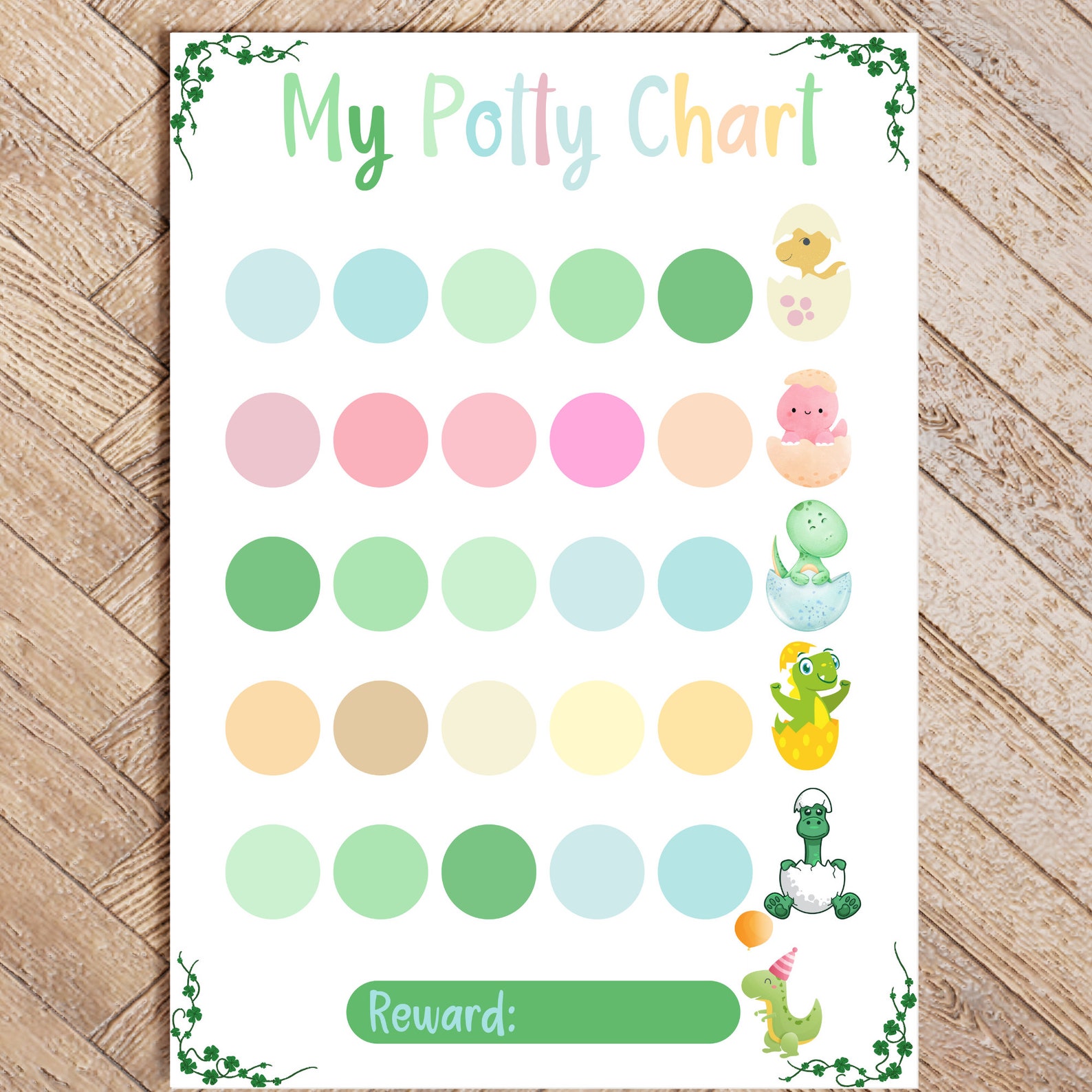 Printable Dinosaur Potty Training Chart, Potty Chart, Kids Reward Chart ...