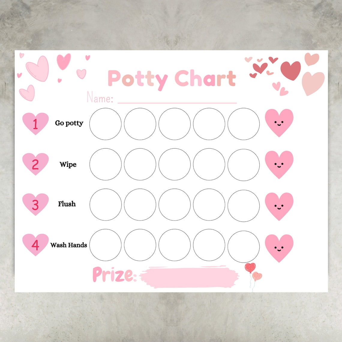 Printable Potty Training Chart for Girl, Kids Reward Chart, Potty ...