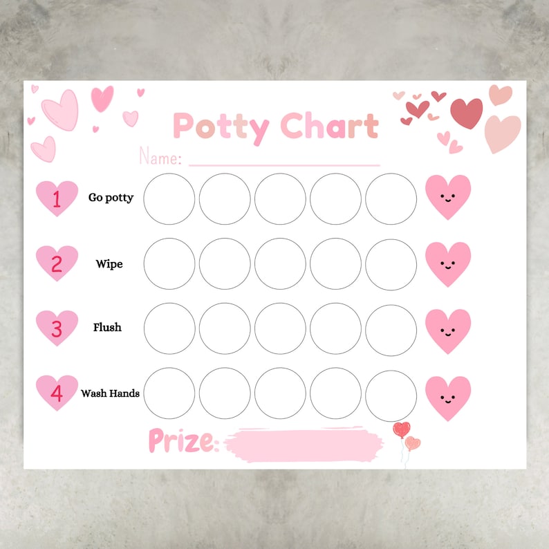 Printable Potty Training Chart for Girl, Kids Reward Chart, Potty ...