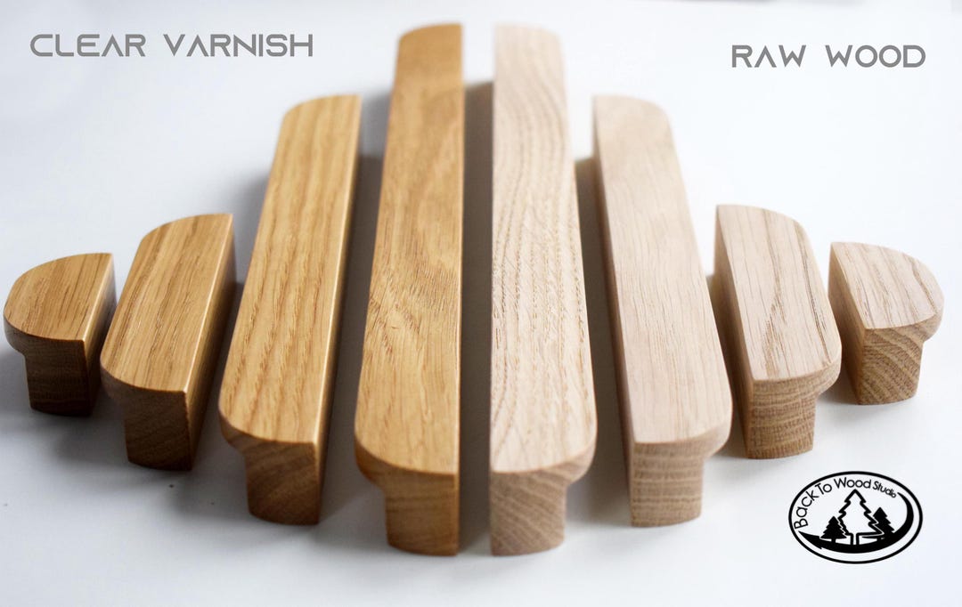 H06 Line Wooden Handles, Solid Oak, Rounded Ends, Long Cabinet Pulls ...