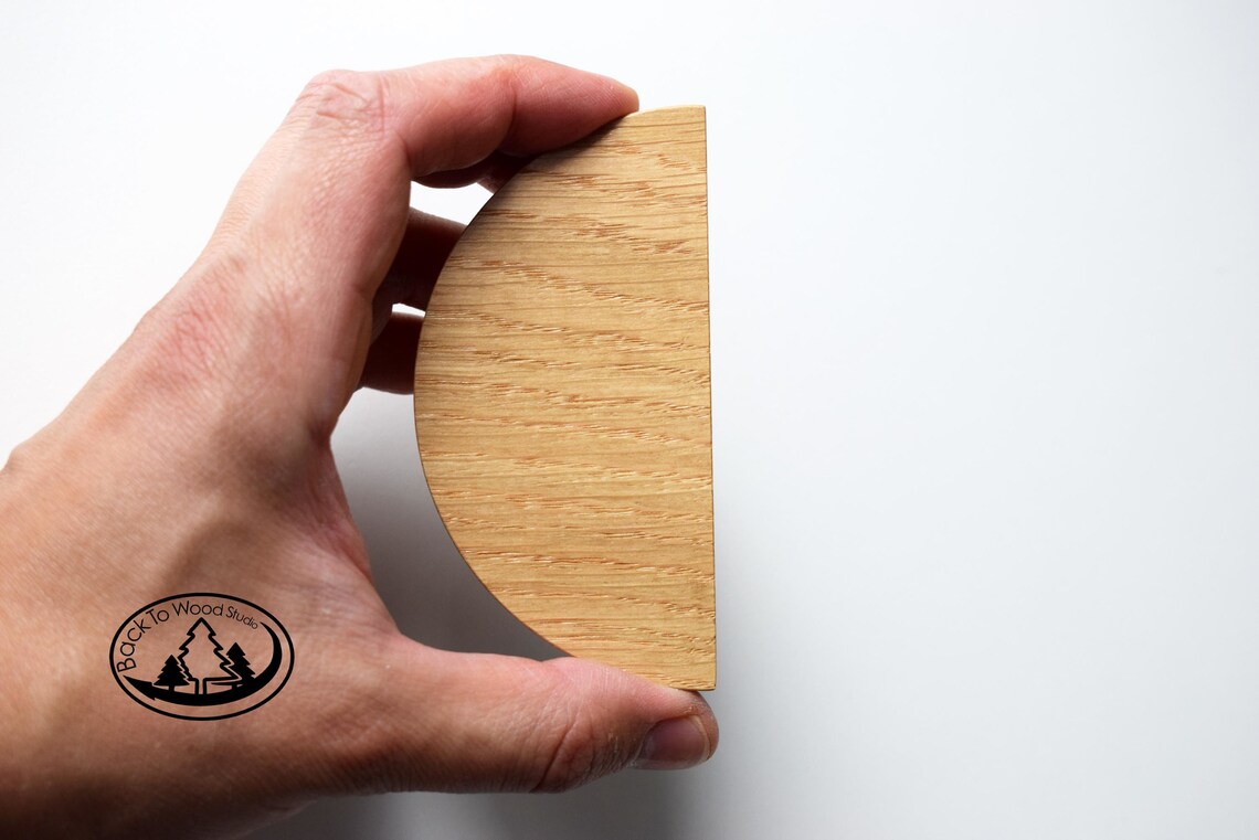 Wooden Half Circle Handles, Wood Drawer Knobs, Oak Half Moon Handle ...