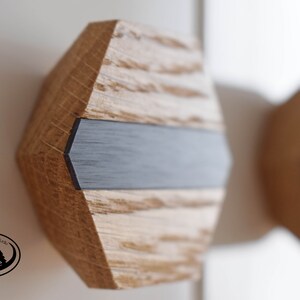 Wooden Hexagonal Handles With Single Black Decor, Wood Drawer Knobs ...