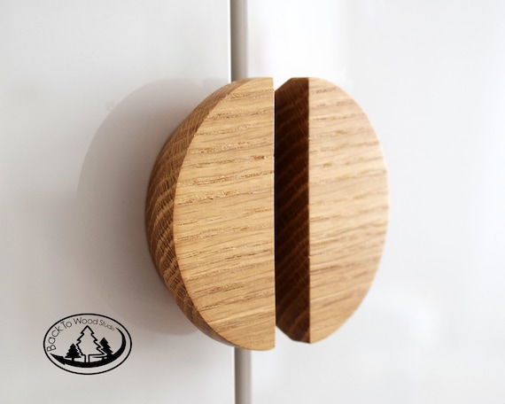 Wooden Half Circle Handles Wood Drawer Knobs Oak Half Moon - Etsy