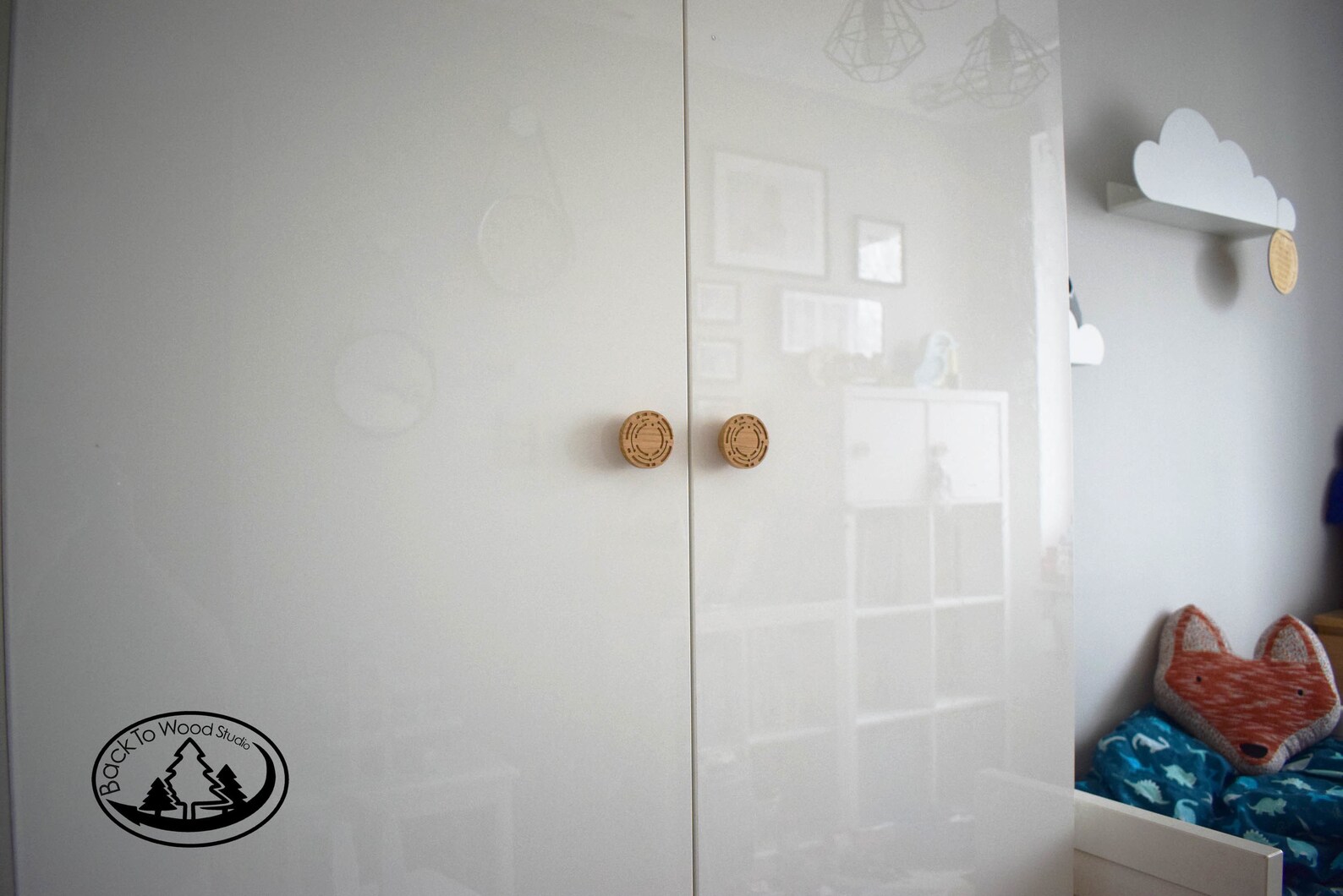 Wooden Round Handles Engraved Futuristic Pattern Wood Drawer - Etsy