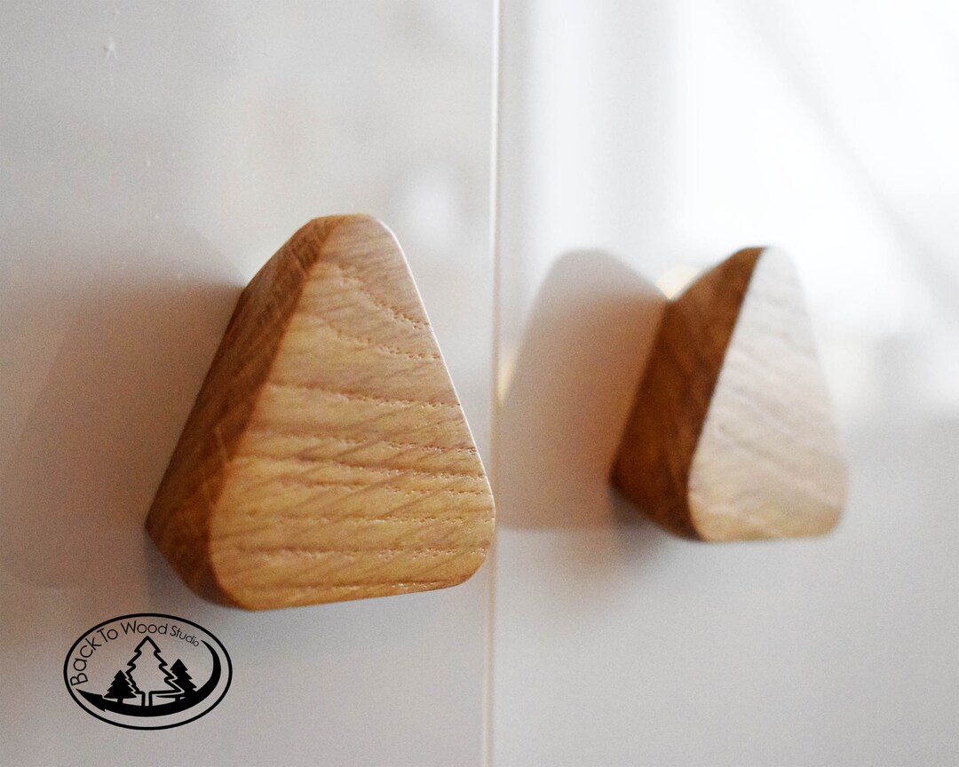 Wooden Triangular Handles, Wood Drawer Knobs, Oak Triangle Handle ...