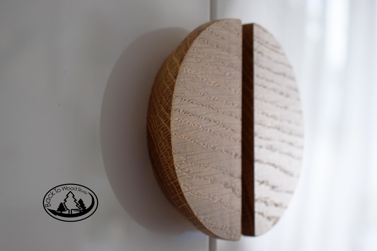 Wooden Half Circle Handles, Wood Drawer Knobs, Oak Half Moon Handle ...