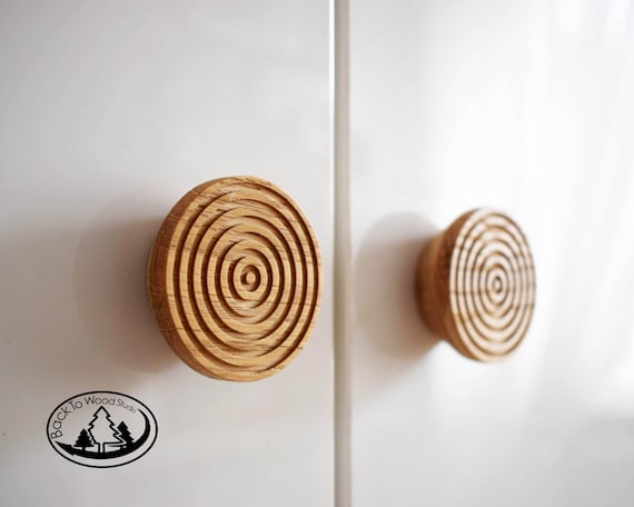 Wooden Round Handles Wood Drawer Knobs Oak Handles Wardrobe - Etsy