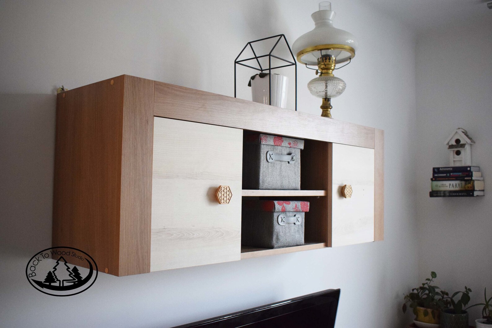 Wooden Hexagonal Handles, Engraved Honeycomb Pattern, Wood Drawer Knobs ...