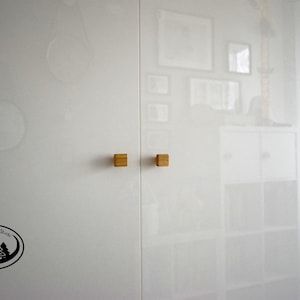 Small Wooden Square Handles, Wood Drawer Knobs, Oak Square Handle ...