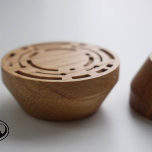 Wooden Round Handles, Engraved Futuristic Pattern, Wood Drawer Knobs ...