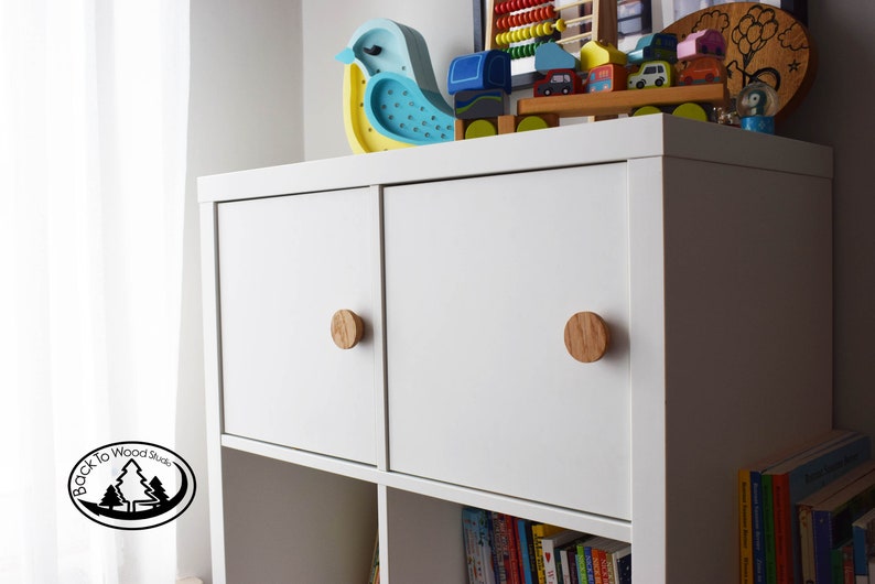 Wooden Round Handles Wood Drawer Knobs Oak Circle Handle - Etsy