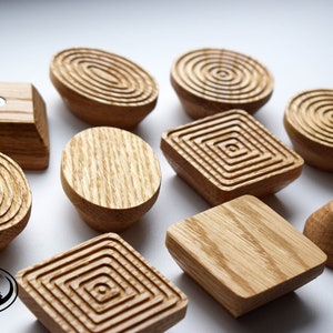 Wooden Oval Handles, Wood Engraving Pattern, Wood Drawer Knobs, Oak ...