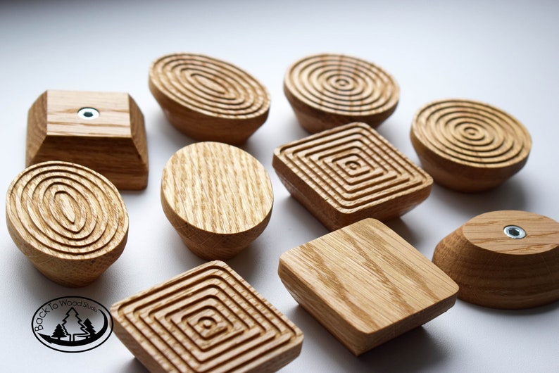 Wooden Oval Handles, Wood Engraving Pattern, Wood Drawer Knobs, Oak ...