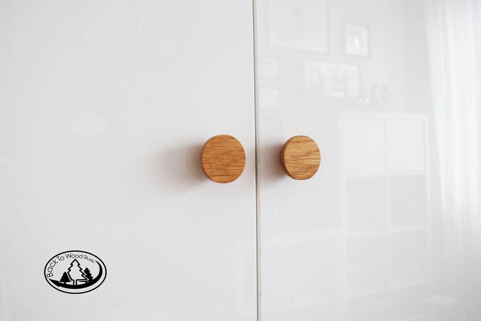 Wooden Round Handles Wood Drawer Knobs Oak Circle Handle - Etsy