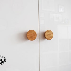 Wooden Round Handles, Wood Drawer Knobs, Oak Circle Handle, Wardrobe ...