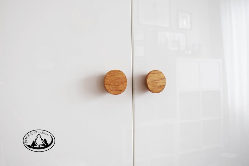 Wooden Round Handles Wood Drawer Knobs Oak Circle Handle - Etsy