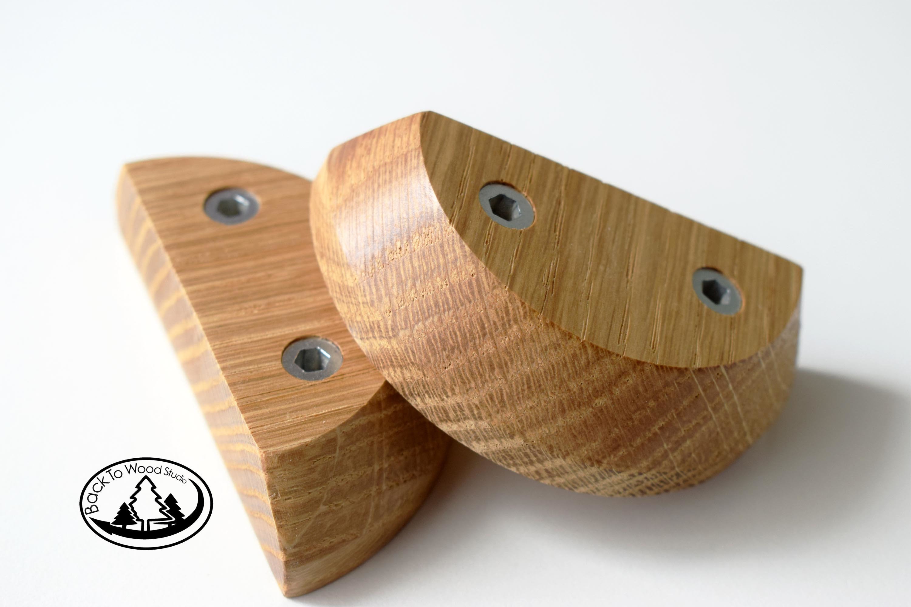 Wooden Half Circle Handles, Wood Drawer Knobs, Oak Half Moon Handle ...