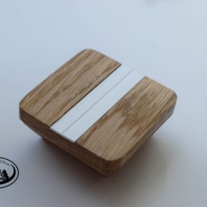 Wooden Square Handles With Single Silver Decor, Wood Drawer Knobs, Oak ...