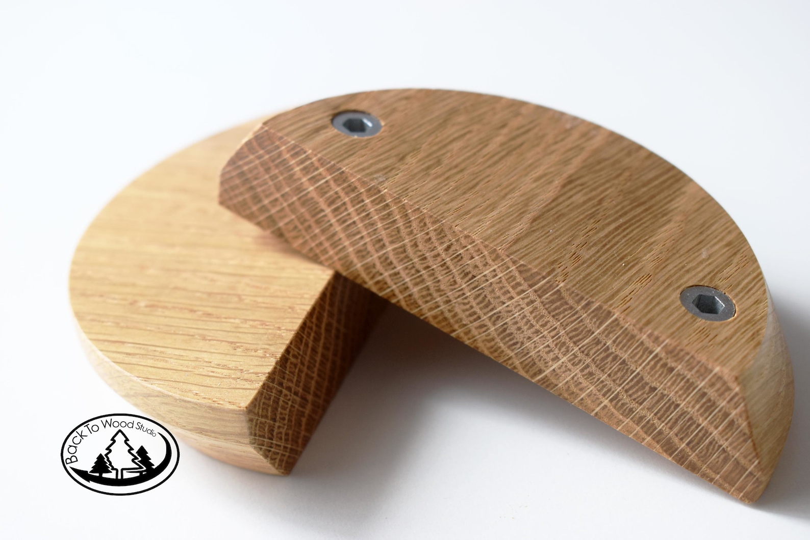 Wooden Half Circle Handles, Wood Drawer Knobs, Oak Half Moon Handle ...