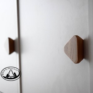 Wooden Triangular Handles, Wood Drawer Knobs, Oak Triangle Handle ...