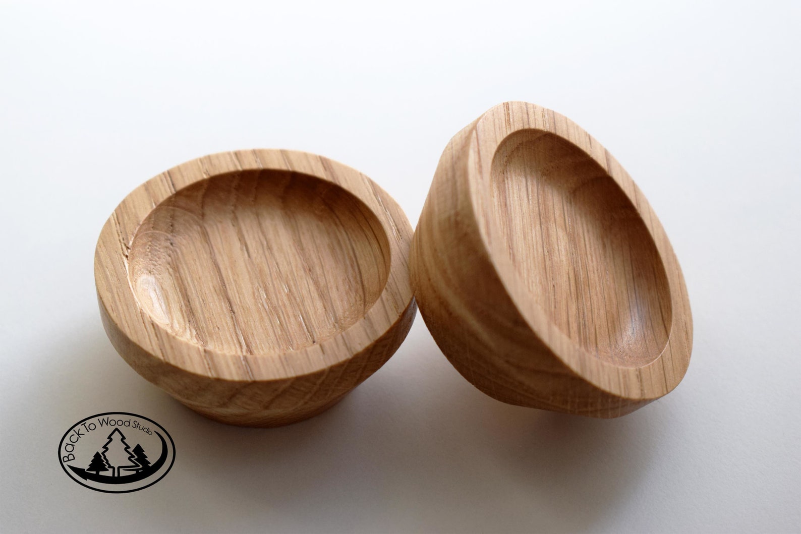 Wooden Round Concave Knobs, Wood Drawer Knobs, Oak Circle Handle ...