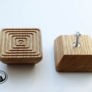 Wooden Square Handles, Wood Engraving Pattern, Wood Drawer Knobs, Oak ...