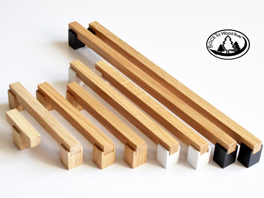 H08 Line Wooden Handles, Solid Oak, Kitchen Pulls, Long Cabinet Pulls ...