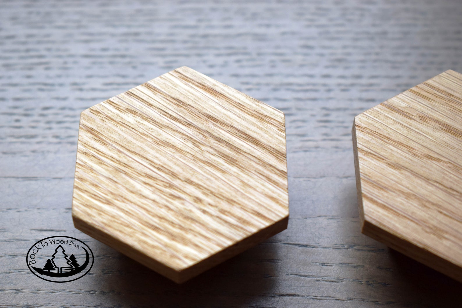 Wooden Hexagonal Handles Wood Drawer Knobs Oak Hexagonal | Etsy
