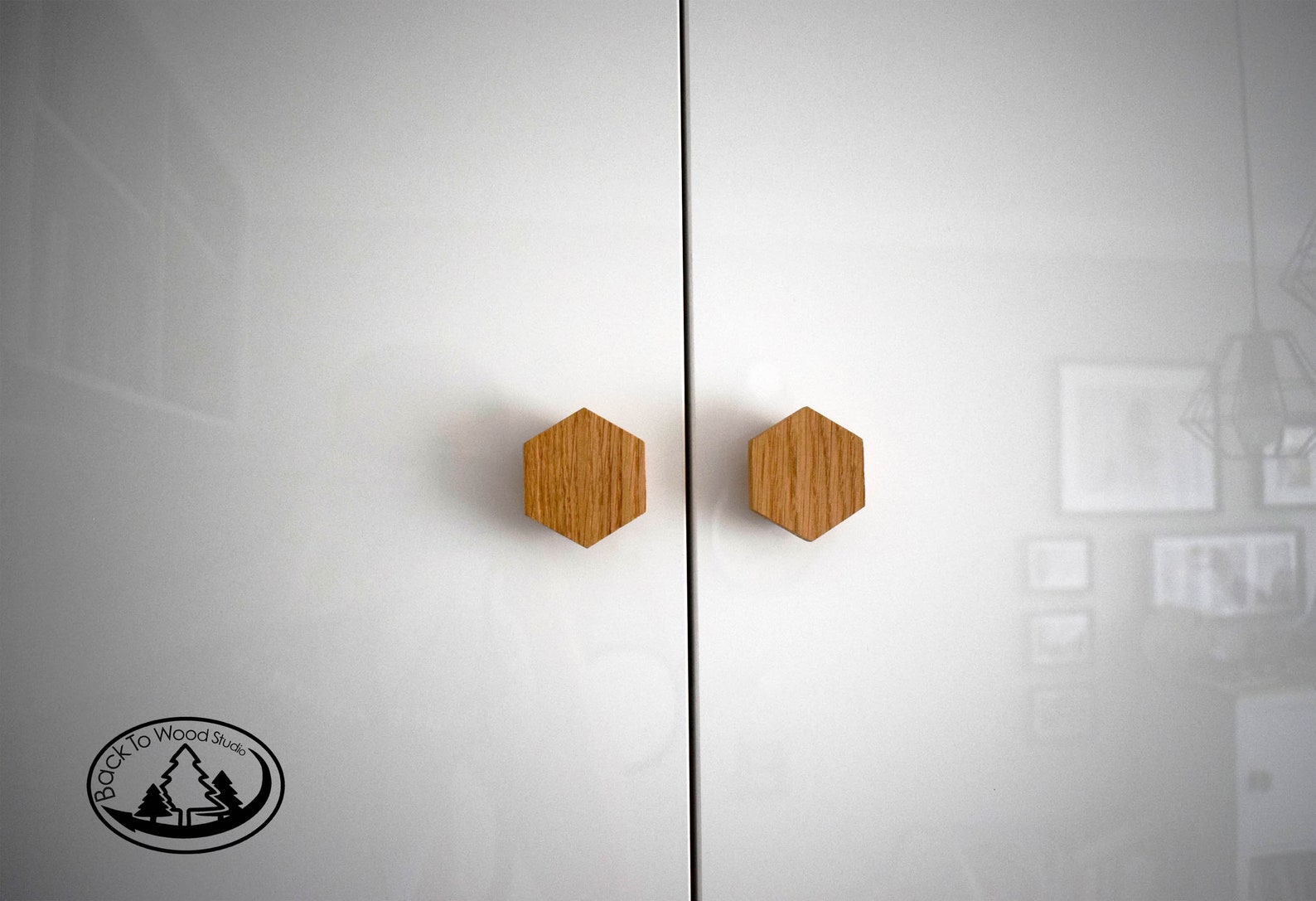 Wooden Hexagonal Handles Wood Drawer Knobs Oak Hexagonal | Etsy