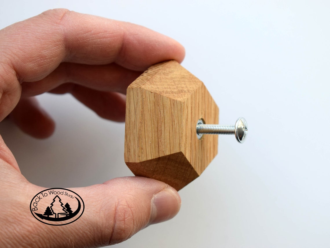 Wooden Hexagonal Handles Wood Drawer Knobs Oak Hexagonal | Etsy