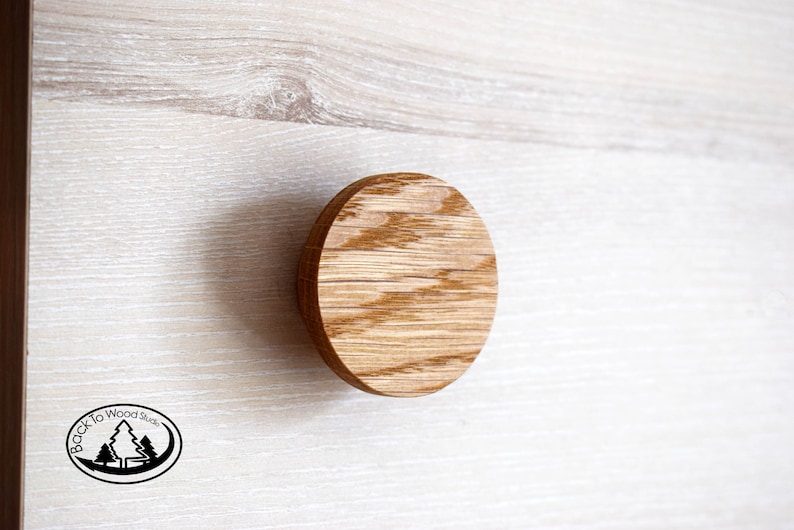 Wooden Round Handles Wood Drawer Knobs Oak Circle Handle - Etsy