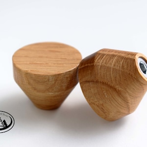 Small Wooden Round Handles, Wood Drawer Knobs, Oak Circle Handle ...