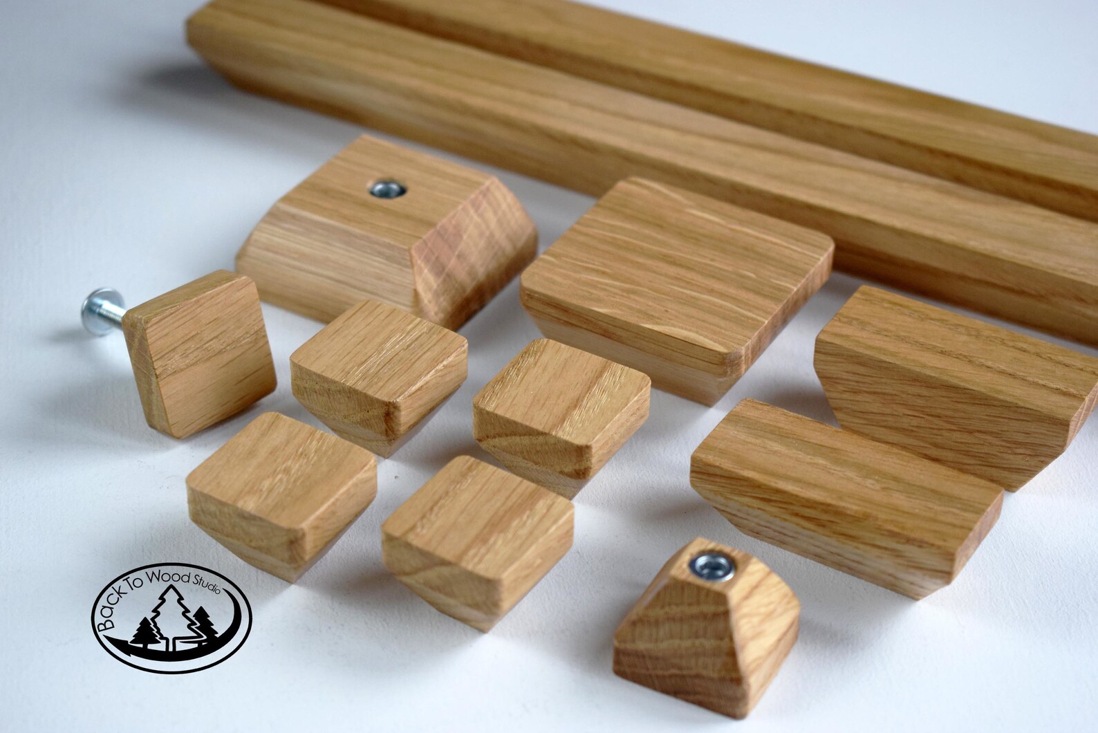 Small Wooden Square Handles Wood Drawer Knobs Oak Square - Etsy