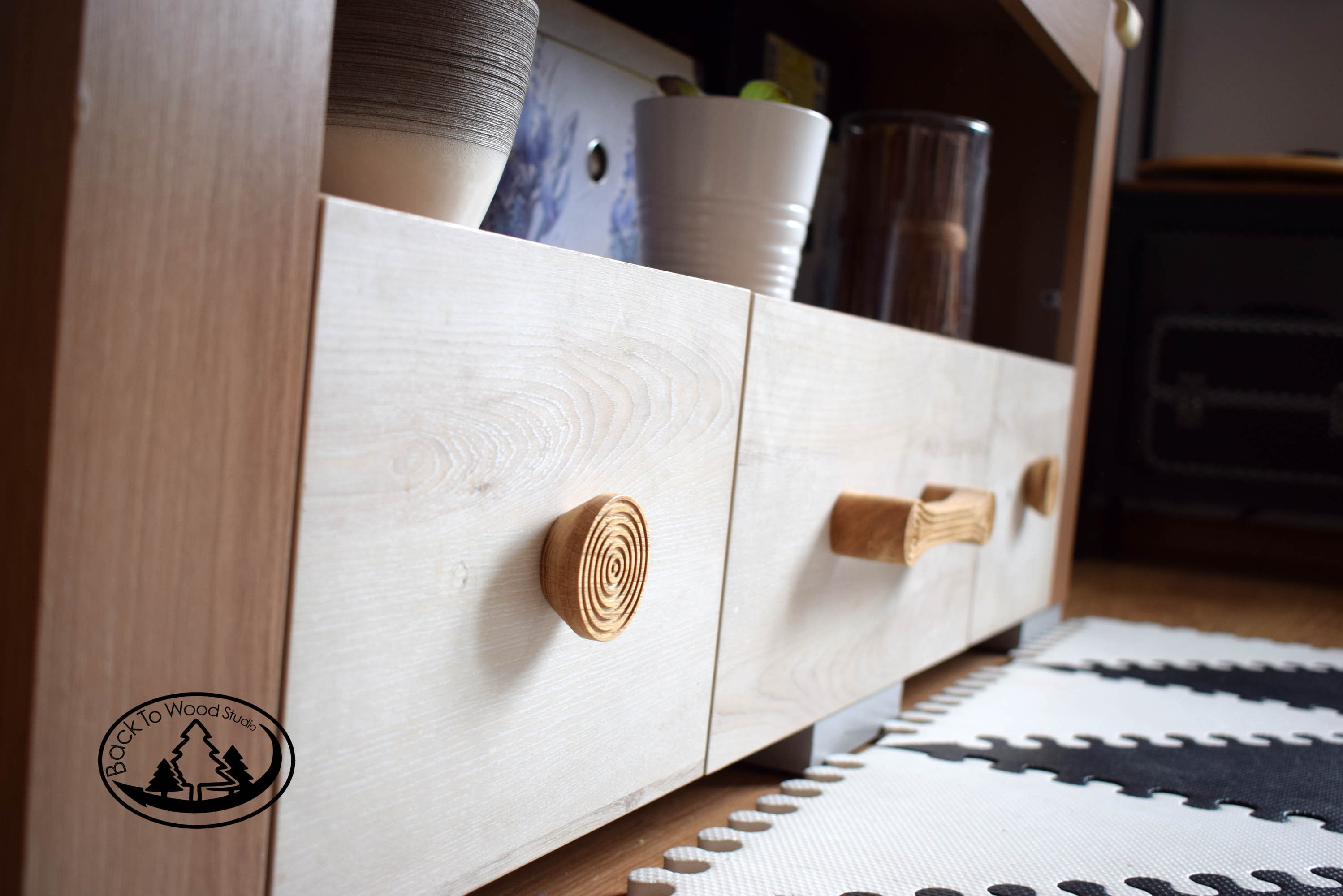 Wooden Round Handles, Wood Drawer Knobs, Oak Handles, Wardrobe Handles ...